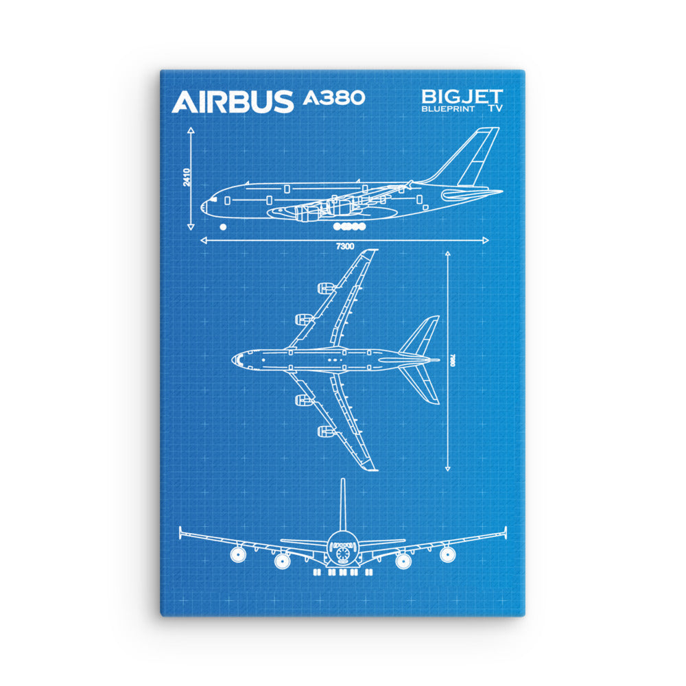 A380 Blueprint - Wall Canvas – Big Jet TV LIVE Ltd